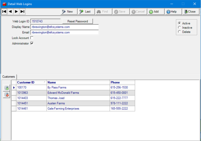 Access Customer Web Logins